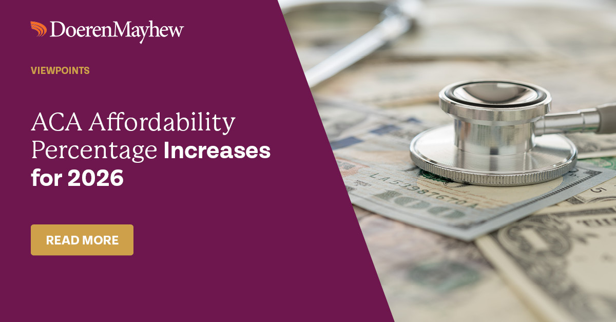 ACA Affordability Percentage Increases for 2026 | Doeren Mayhew