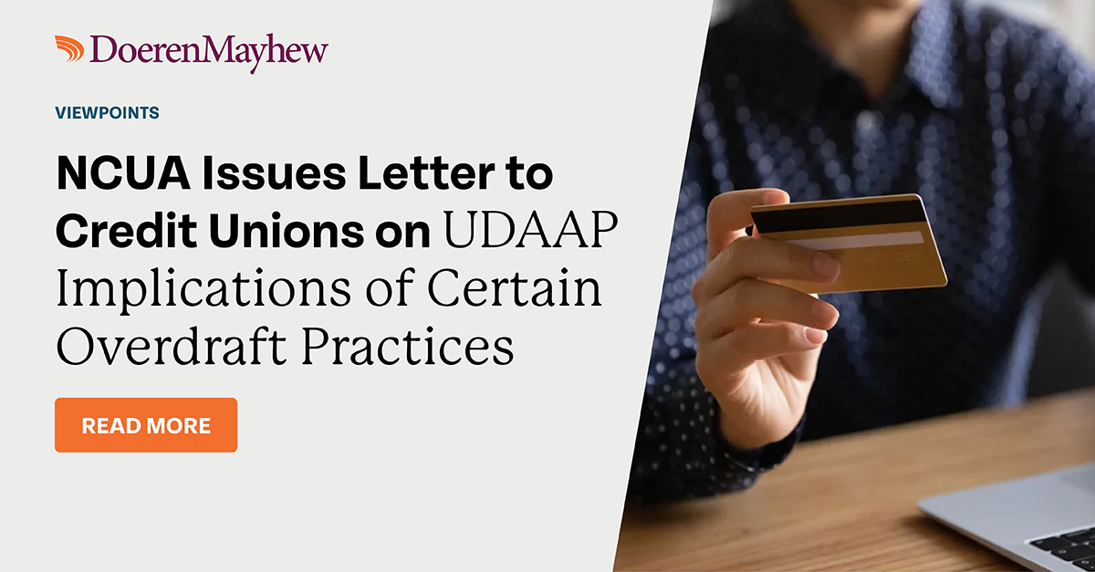 NCUA Issues Letter to Credit Unions Regarding Certain… | Doeren Mayhew
