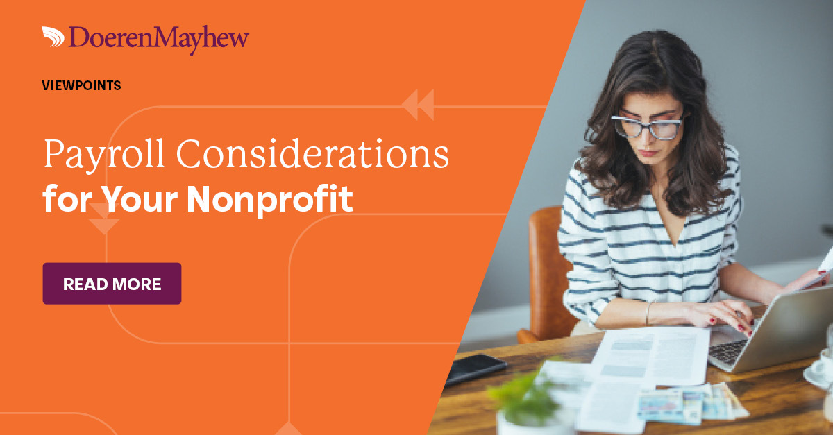 Payroll Considerations for Your Nonprofit | Doeren Mayhew