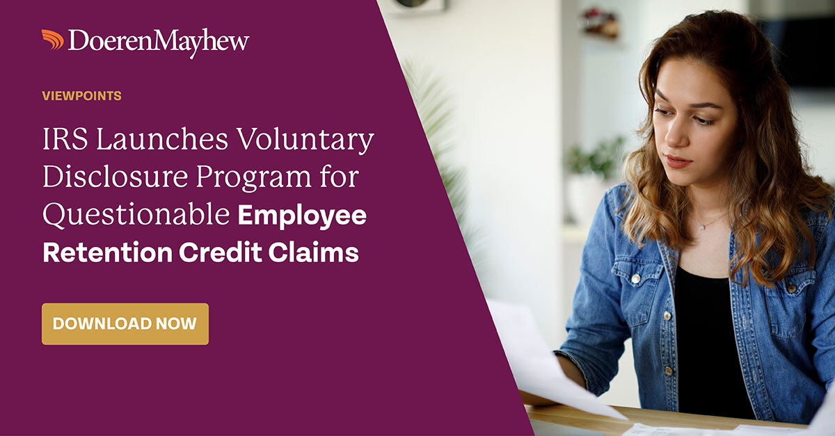 IRS Launches Voluntary Disclosure Program for… | Doeren Mayhew